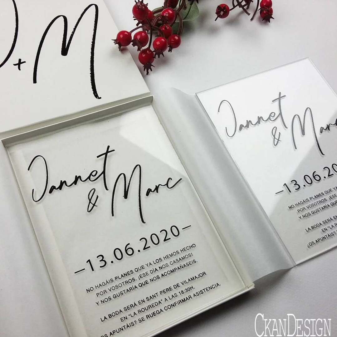 Black Real Foil Printed Clear Acrylic Invitations Plastic - Etsy
