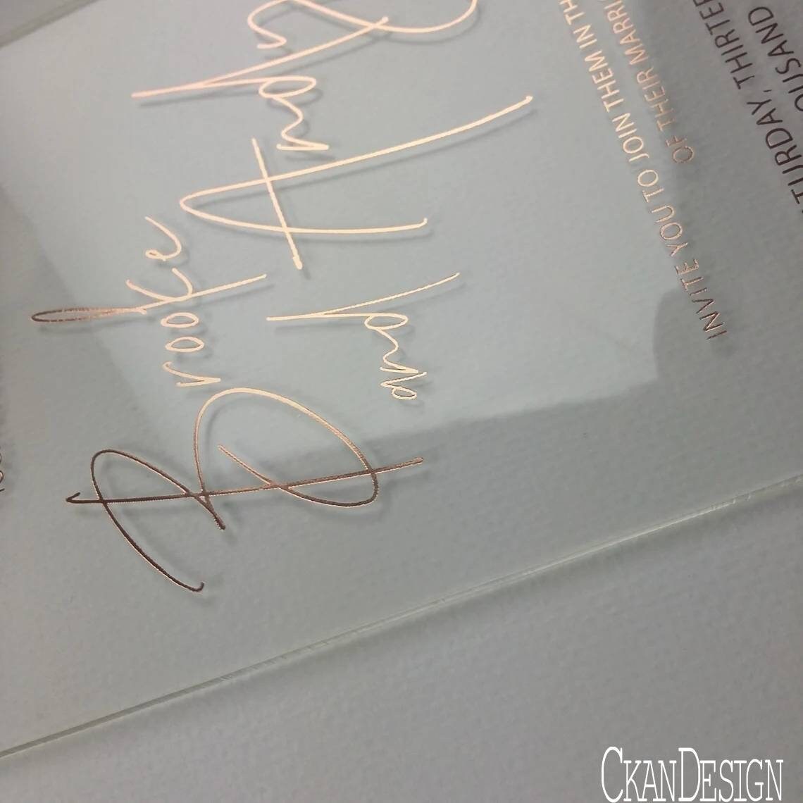 Plexi Acrylic Wedding Invitation Hot Rose Gold Foil Printed - Etsy