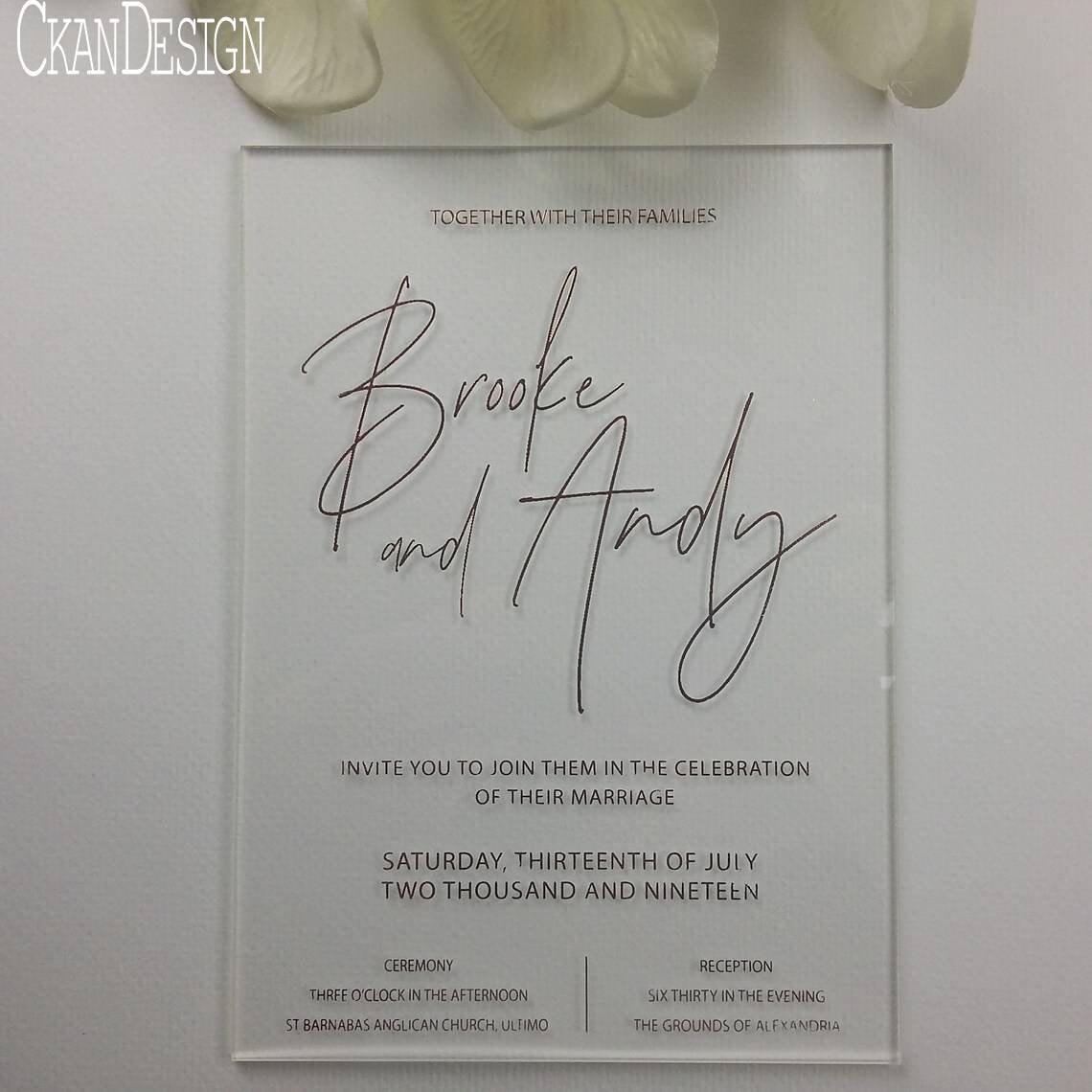 Plexi Acrylic Wedding Invitation Hot Rose Gold Foil Printed - Etsy