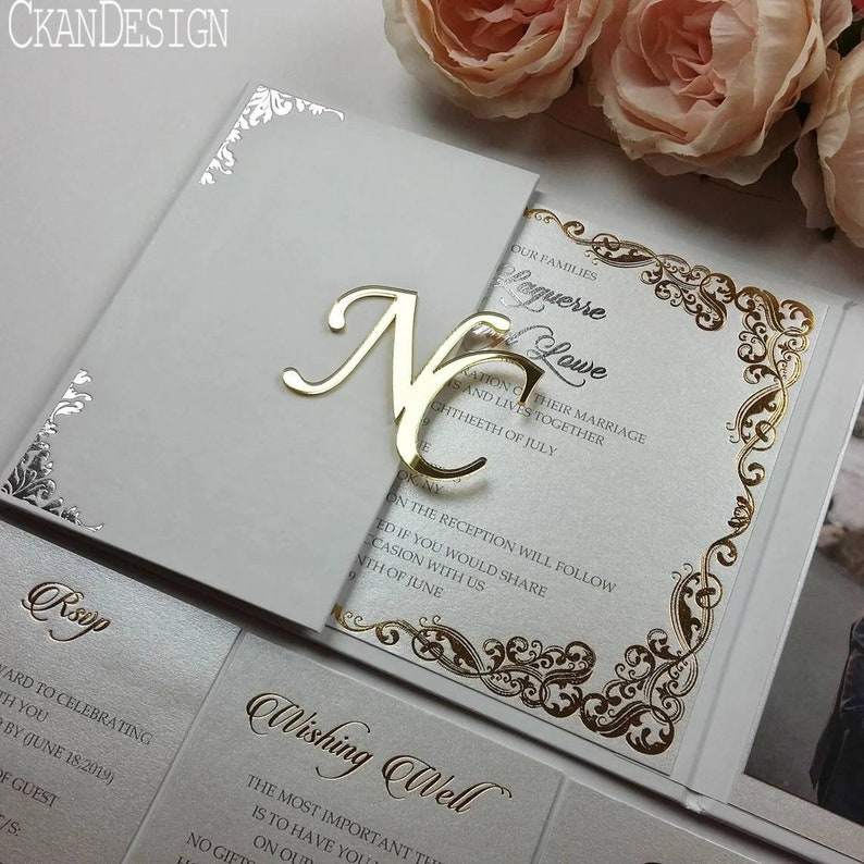 Gold Foil Printed Hard Cover Invitation Handmade Invitation - Etsy