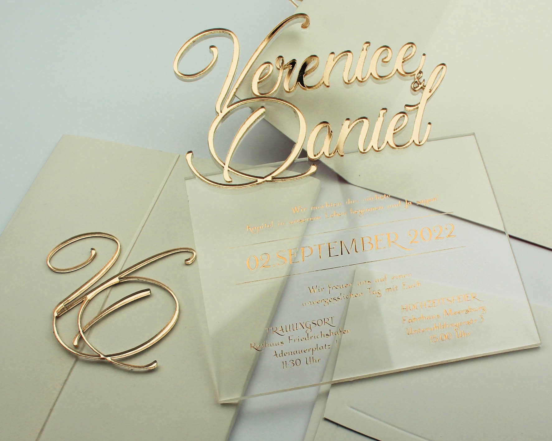 Invitación transparente, invitación en caja de lujo con, sobre blanco y ...