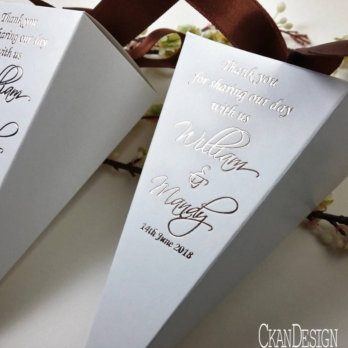 White Cone Box Personalized Favor Gift Custom Thank You Box - Etsy