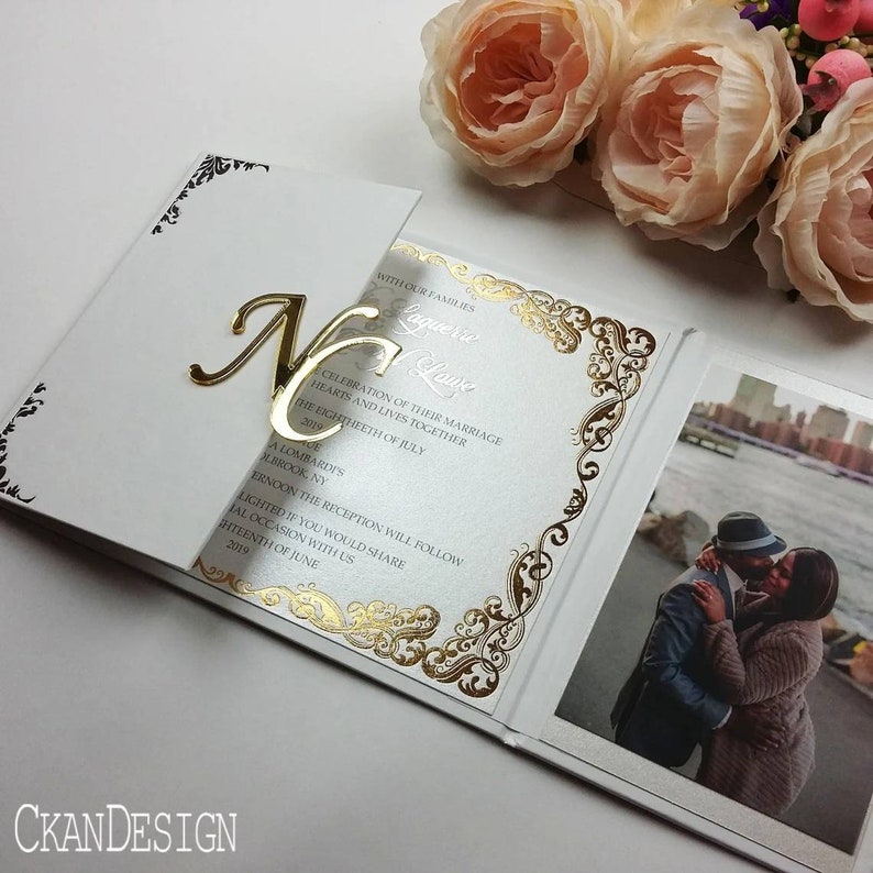Gold Foil Printed Hard Cover Invitation Handmade Invitation - Etsy