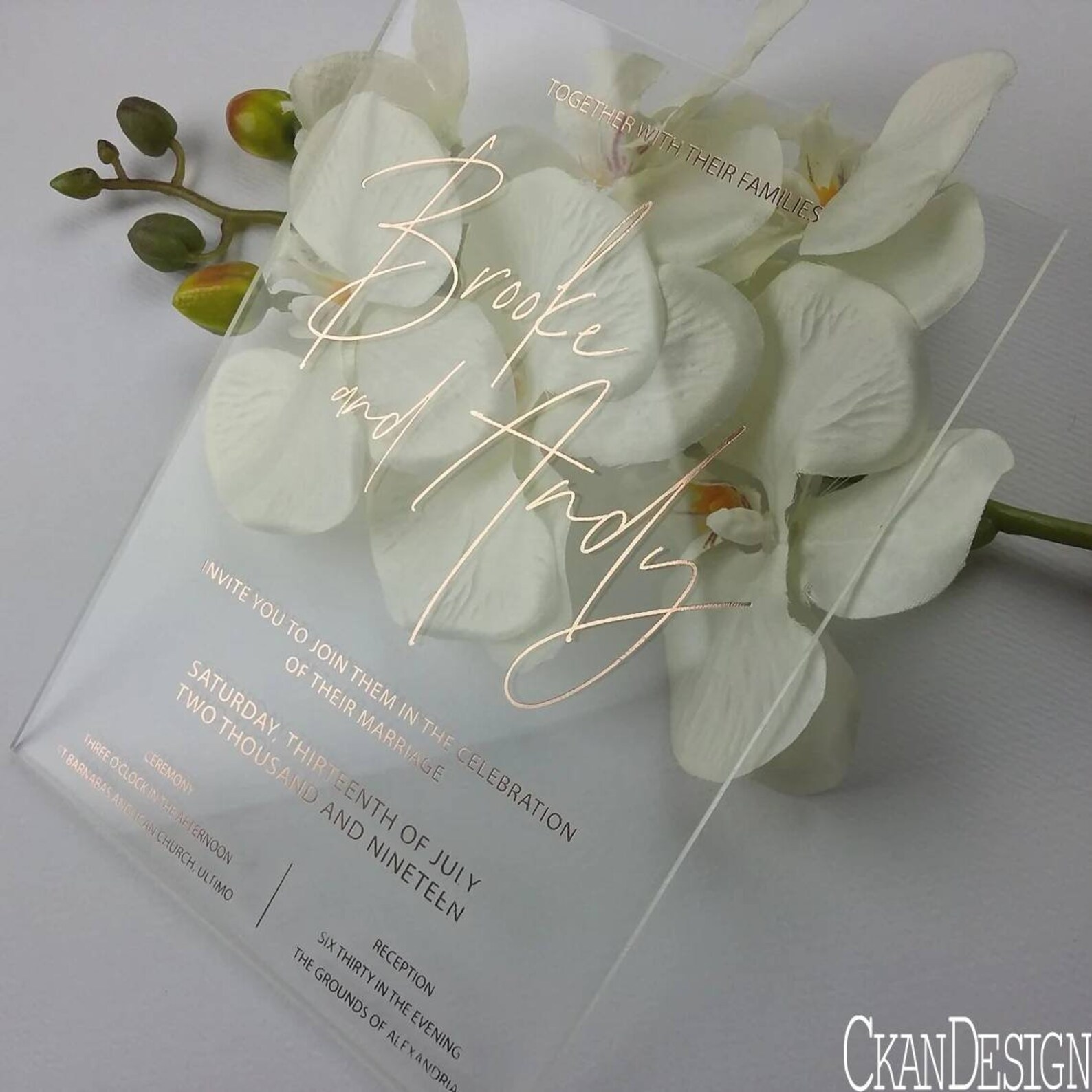 Plexi Acrylic Wedding Invitation Hot Rose Gold Foil Printed - Etsy