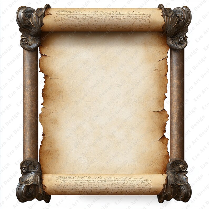 Medieval Scroll Clipart, Antique Parchment JPG, Dark Academia Junk ...