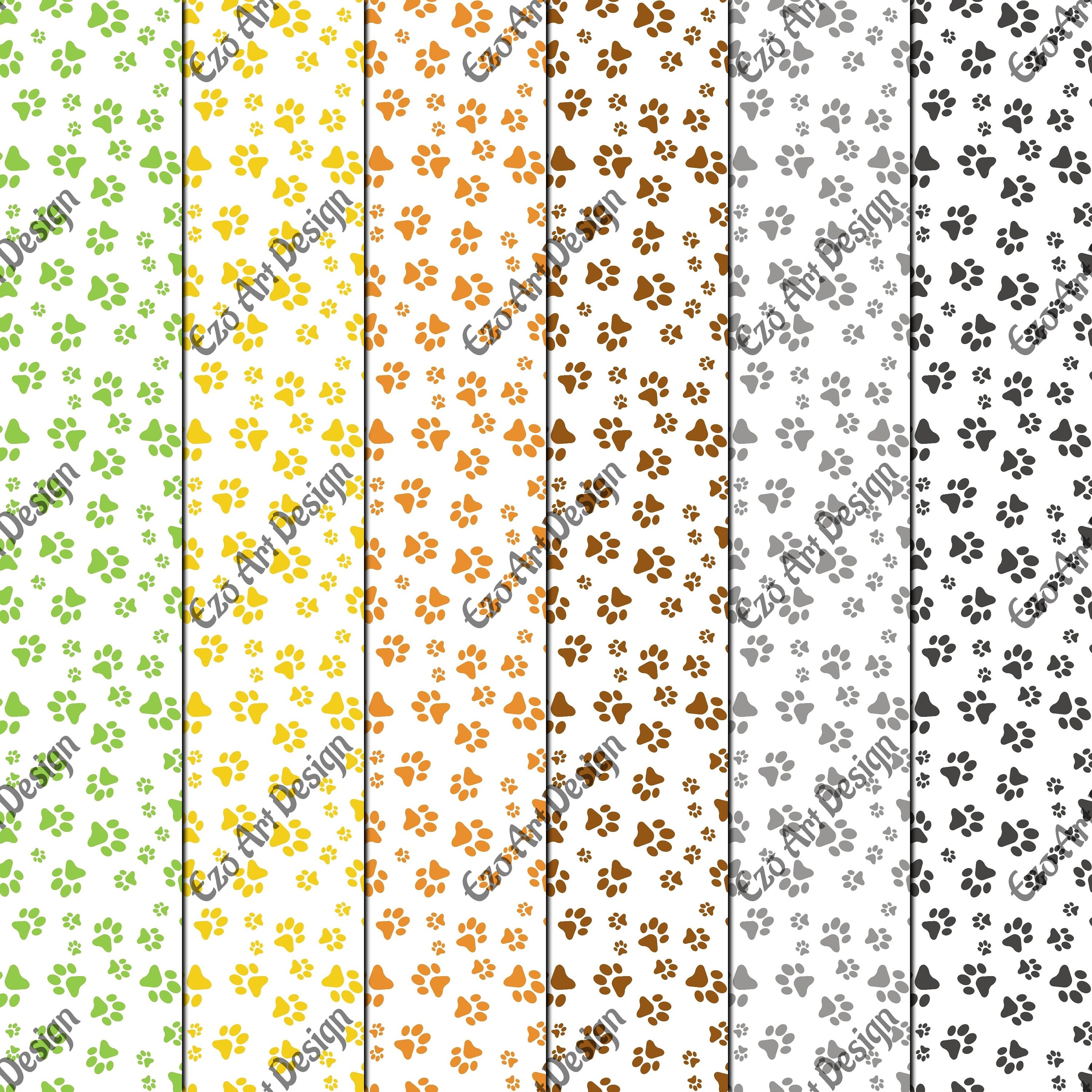 Paw Print Confetti Digital Paper Pack 24 Papers Scrapbook Papers ...