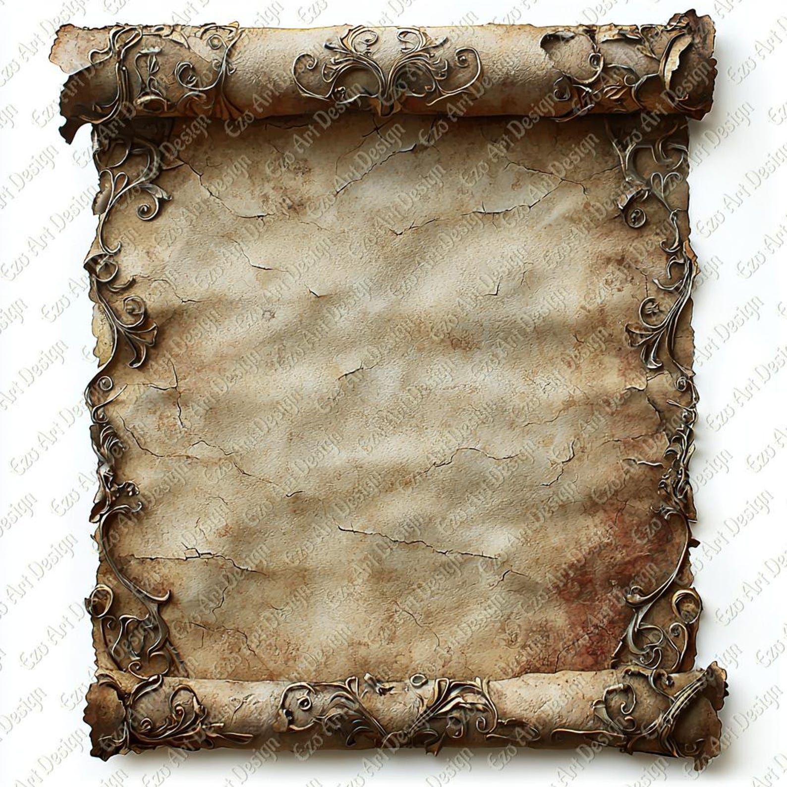 Vintage Scroll Clipart: Medieval Paper Texture Overlays (digital JPG ...