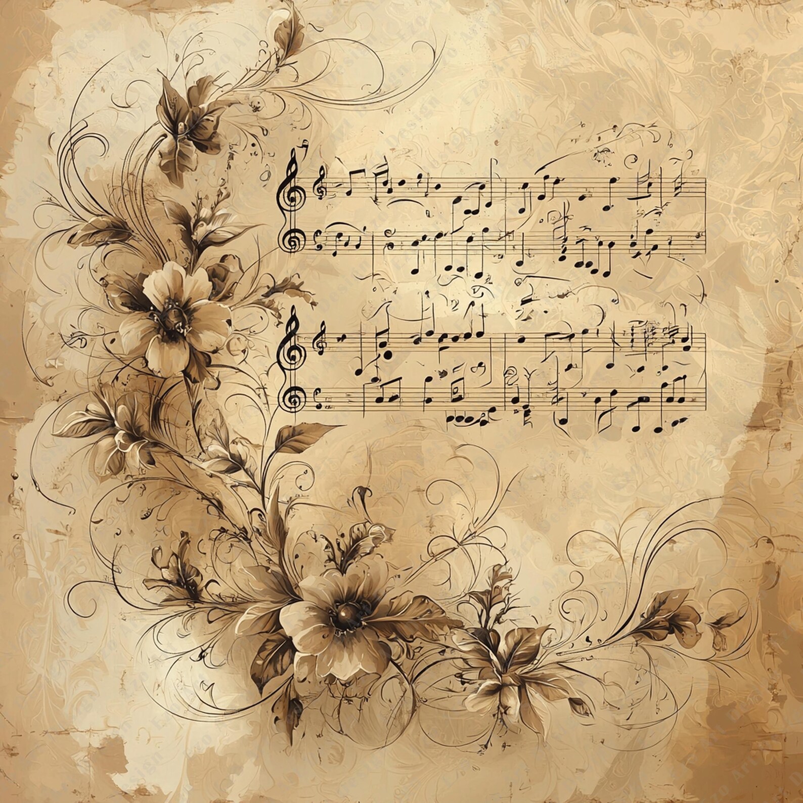 Vintage Music Clipart, 12 JPG, Digital Download, Printable Music Paper ...