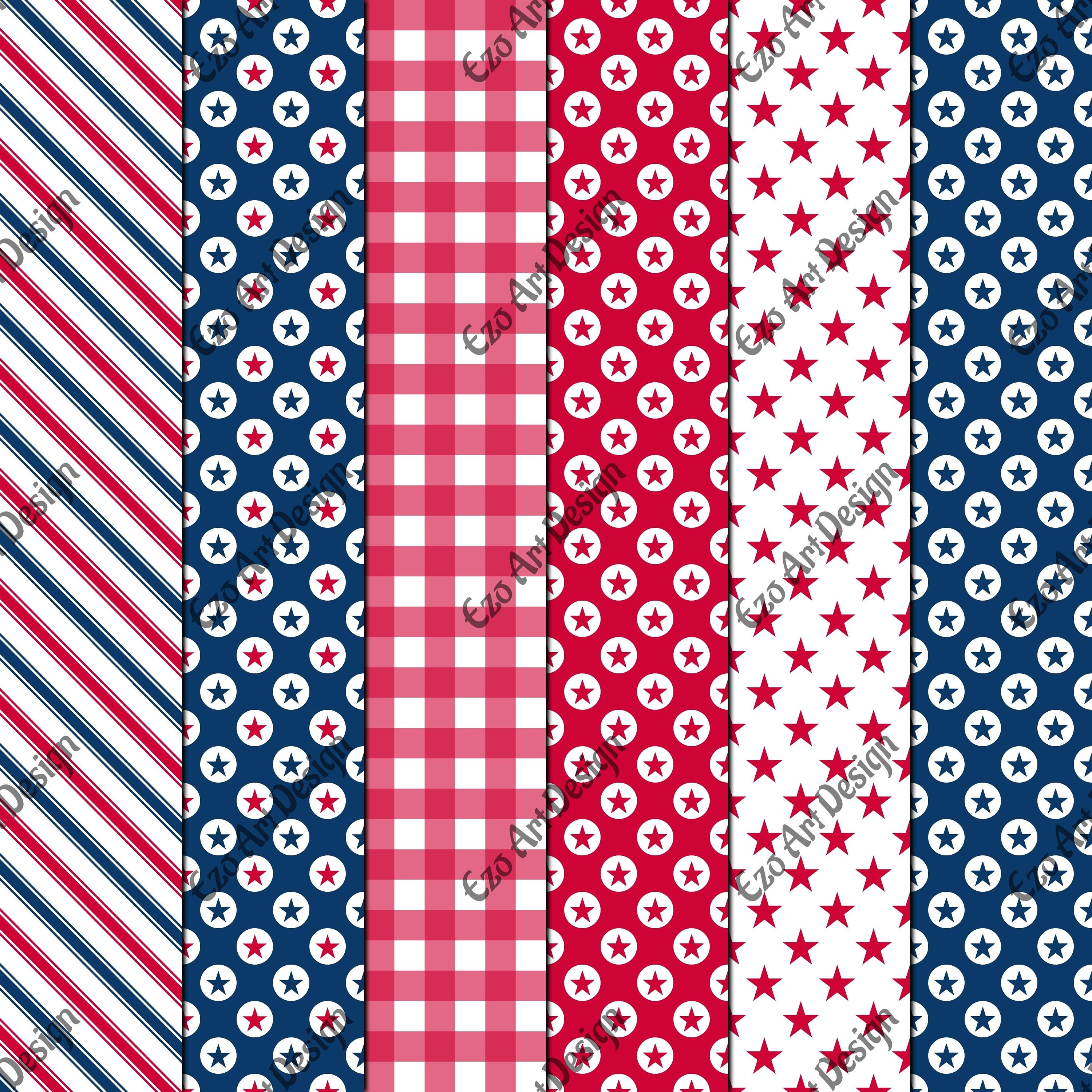 Red Blue White Digital Paper Pack - 24 Papers - Scrapbook Papers ...