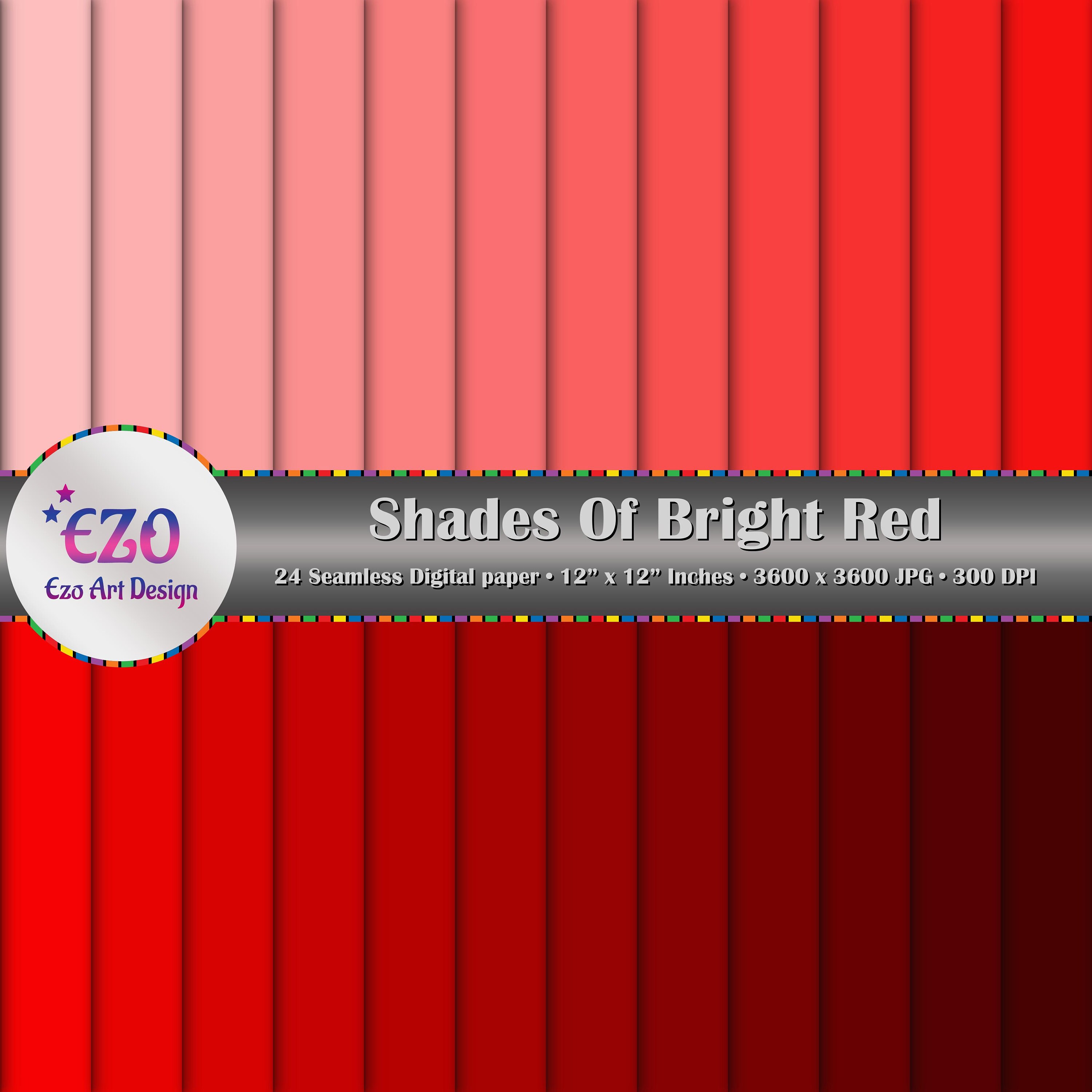 Shades of Bright Red Digital Paper Pack, 24 Papers, Scrapbook Papers ...