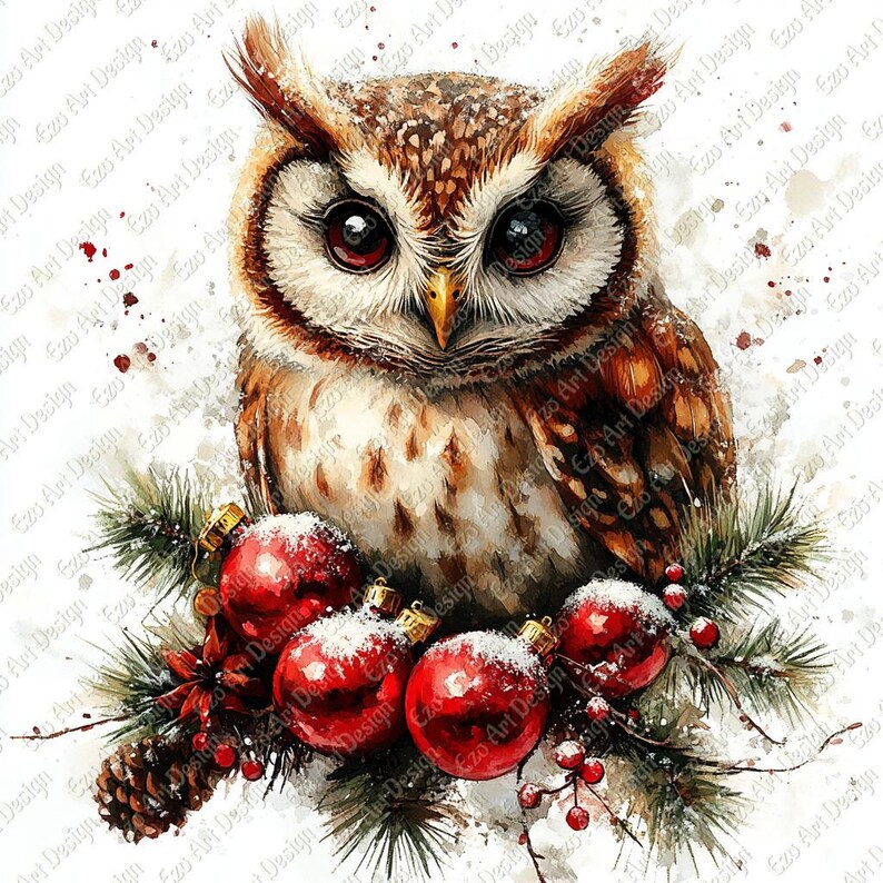 Sweet Santa Owl Clipart: Holiday JPG Images (digital Download) - Etsy