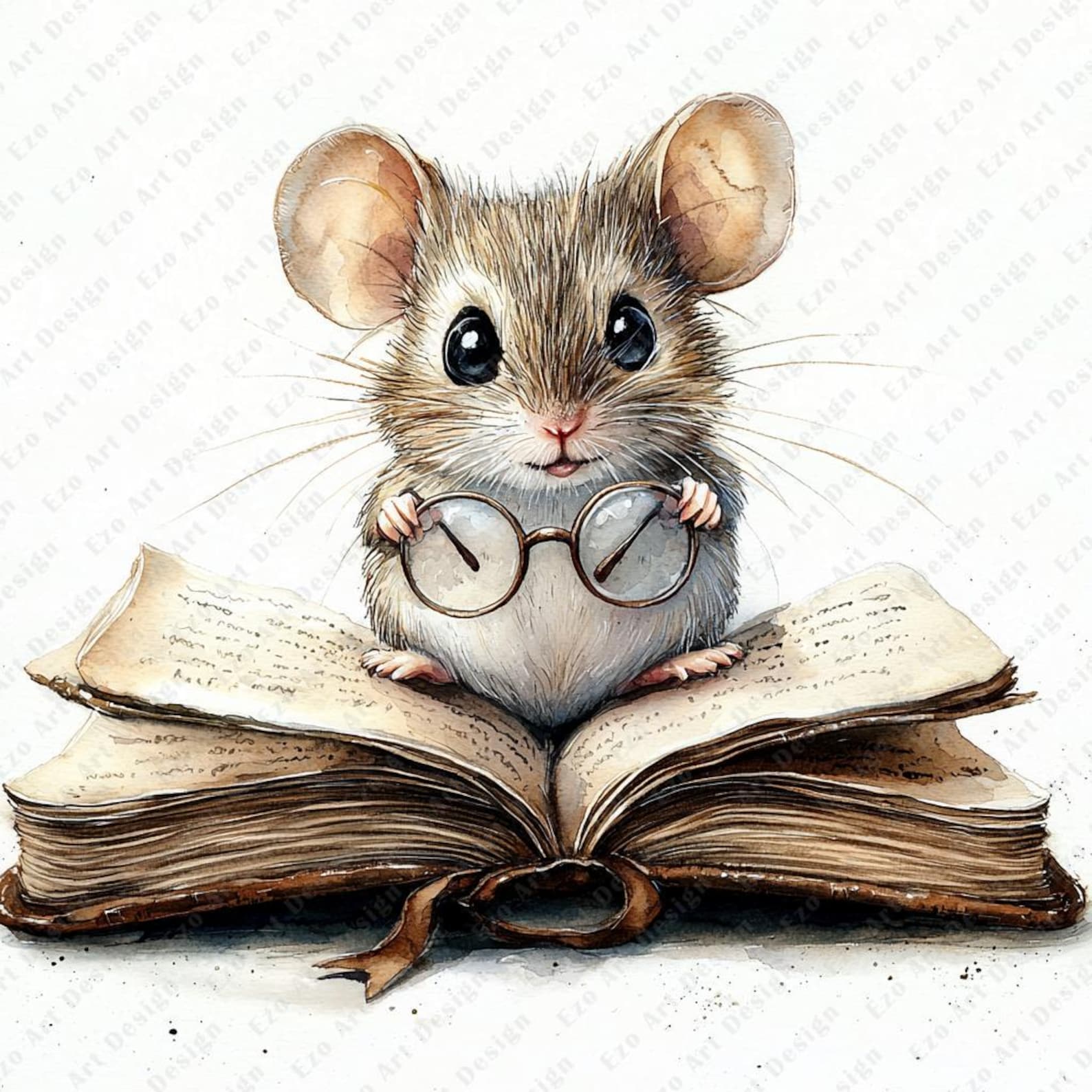 Mouse Reading Book Clipart, 10 High Quality JPG, Bookworm Mouse ...