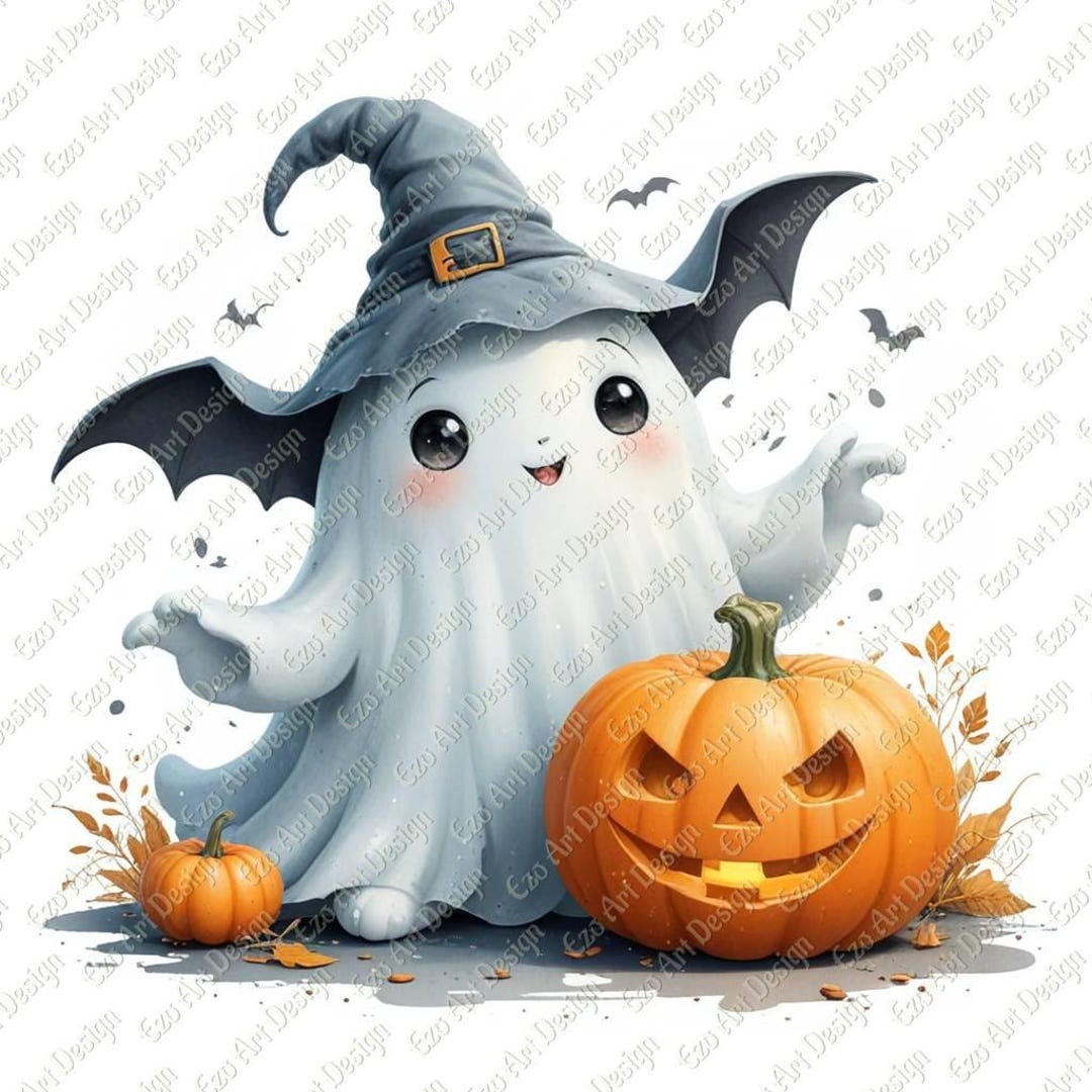 Halloween Ghost Clipart, Pumpkin JPG Art (digital Download) - Etsy