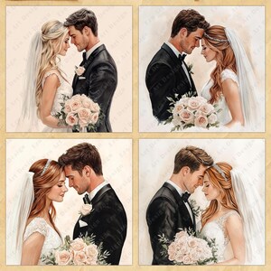 Bride and Groom Clipart, 12 JPG, Digital Download, Printable Wedding ...