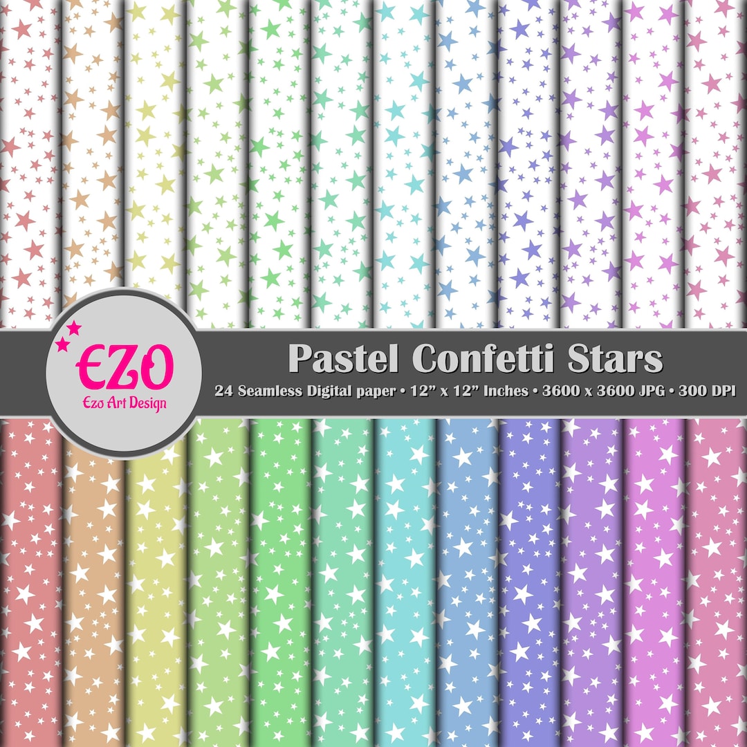 Pastel Confetti Stars Digital Paper Pack 24 Papers - Etsy