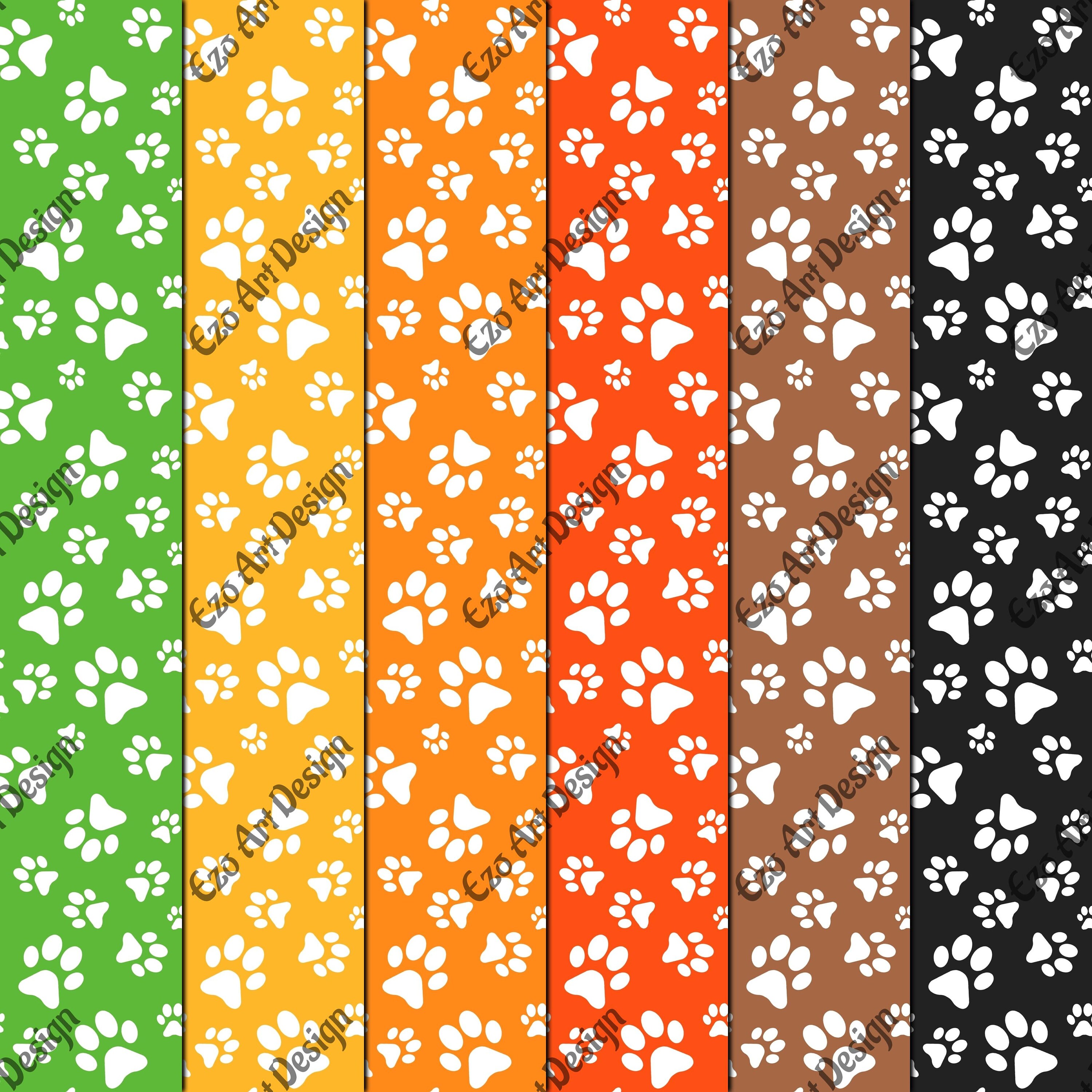 Bright Dog Paw Confetti Digital Paper Pack, 24 Paper, Scrapbook Paper ...