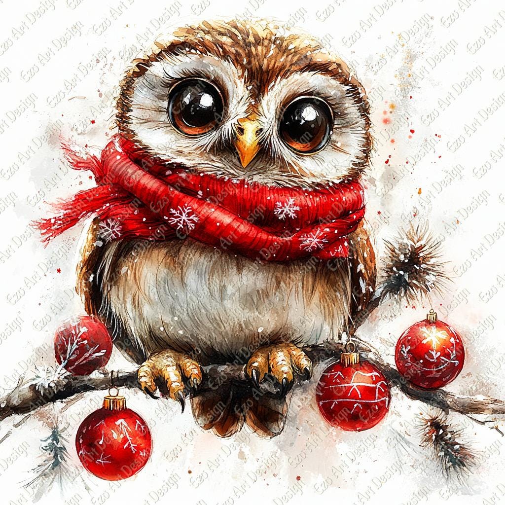 Sweet Santa Owl Clipart: Holiday JPG Images (digital Download) - Etsy