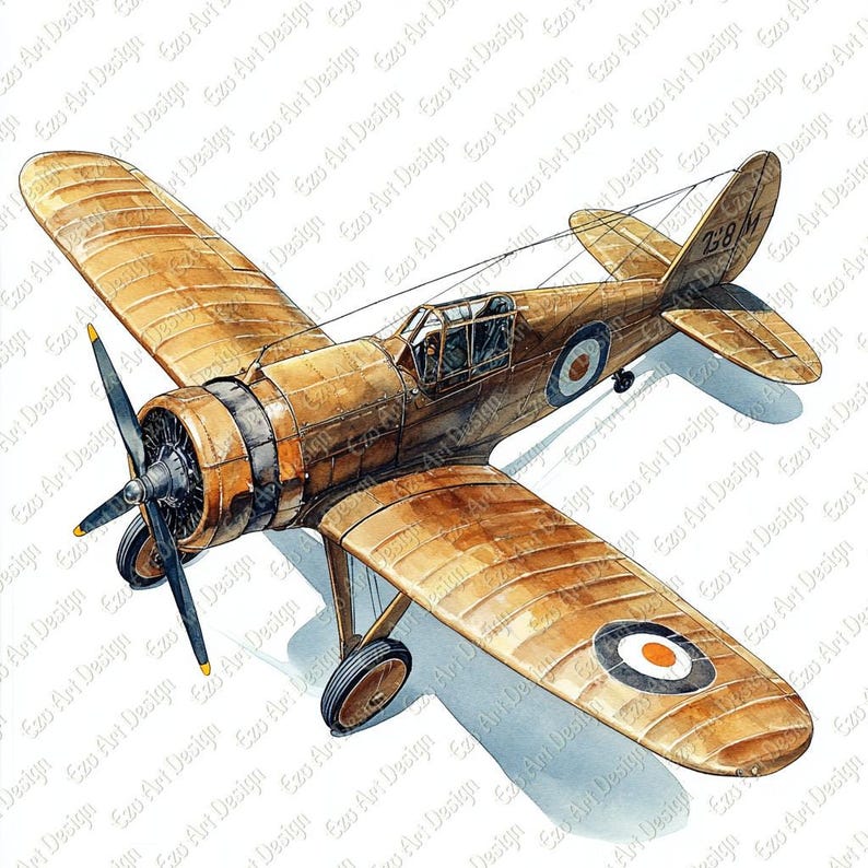 Watercolor Vintage Biplane Clipart, Retro Aviation Art (digital ...