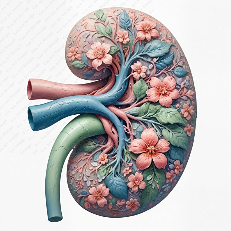 Floral Kidney Clipart, Medical Anatomy Art (digital Download) - Etsy