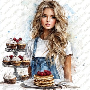 Bakery Girl Clipart, 10 High Quality JPG, Woman Baker, Pastry Chef ...