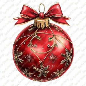 Christmas Ornament Clipart, Watercolor Bauble Printable Art, Holiday ...