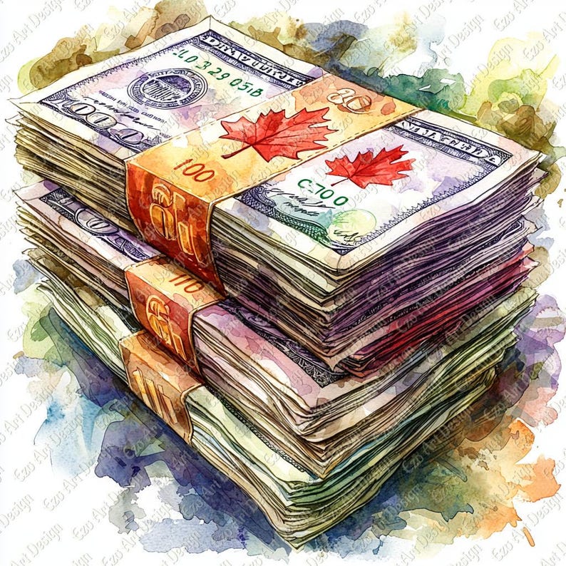 Watercolor Money Clipart, Cash Stack JPG Bundle (digital Download) - Etsy