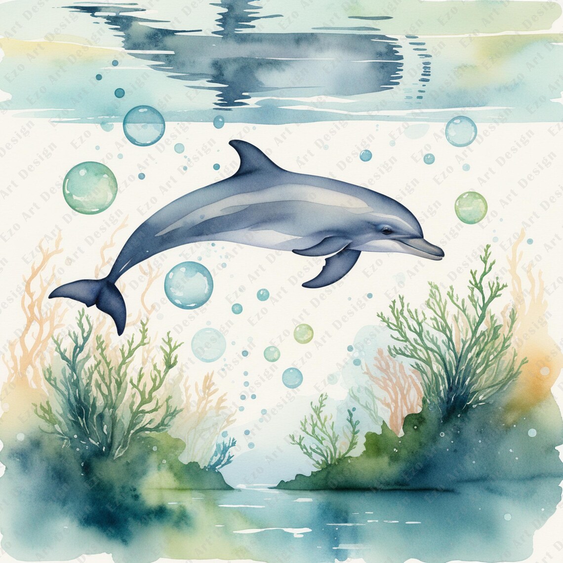 12 Watercolor Dolphin Clipart, Printable Clipart, High Quality JPG ...