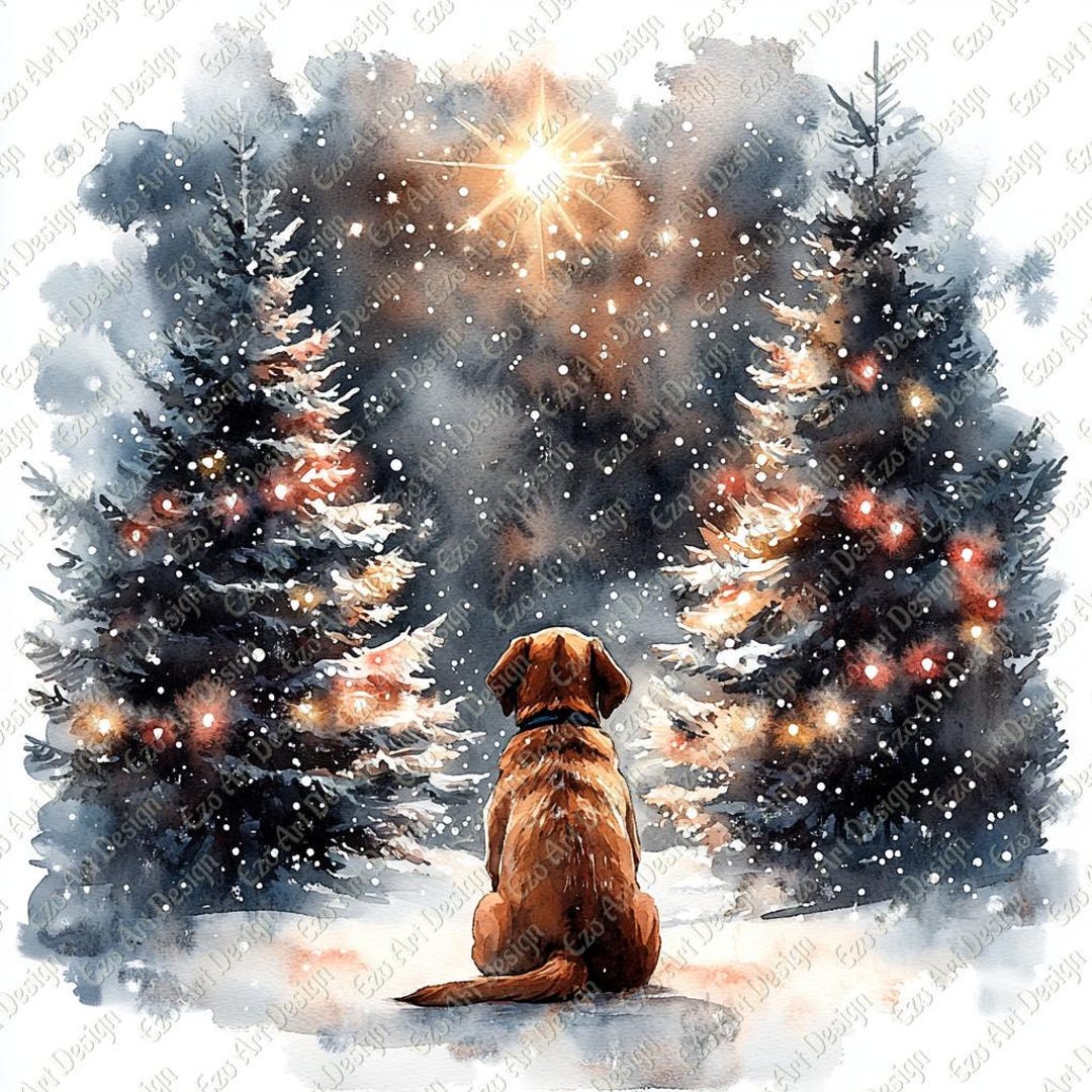 Watercolor Christmas Dog Clipart, Holiday JPG Art (digital Download) - Etsy