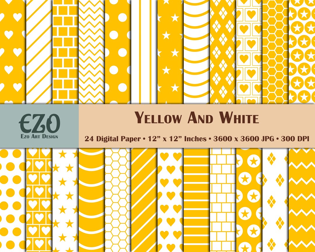 Yellow Digital Paper Pack 24 Papers Scrapbook Papers - Etsy