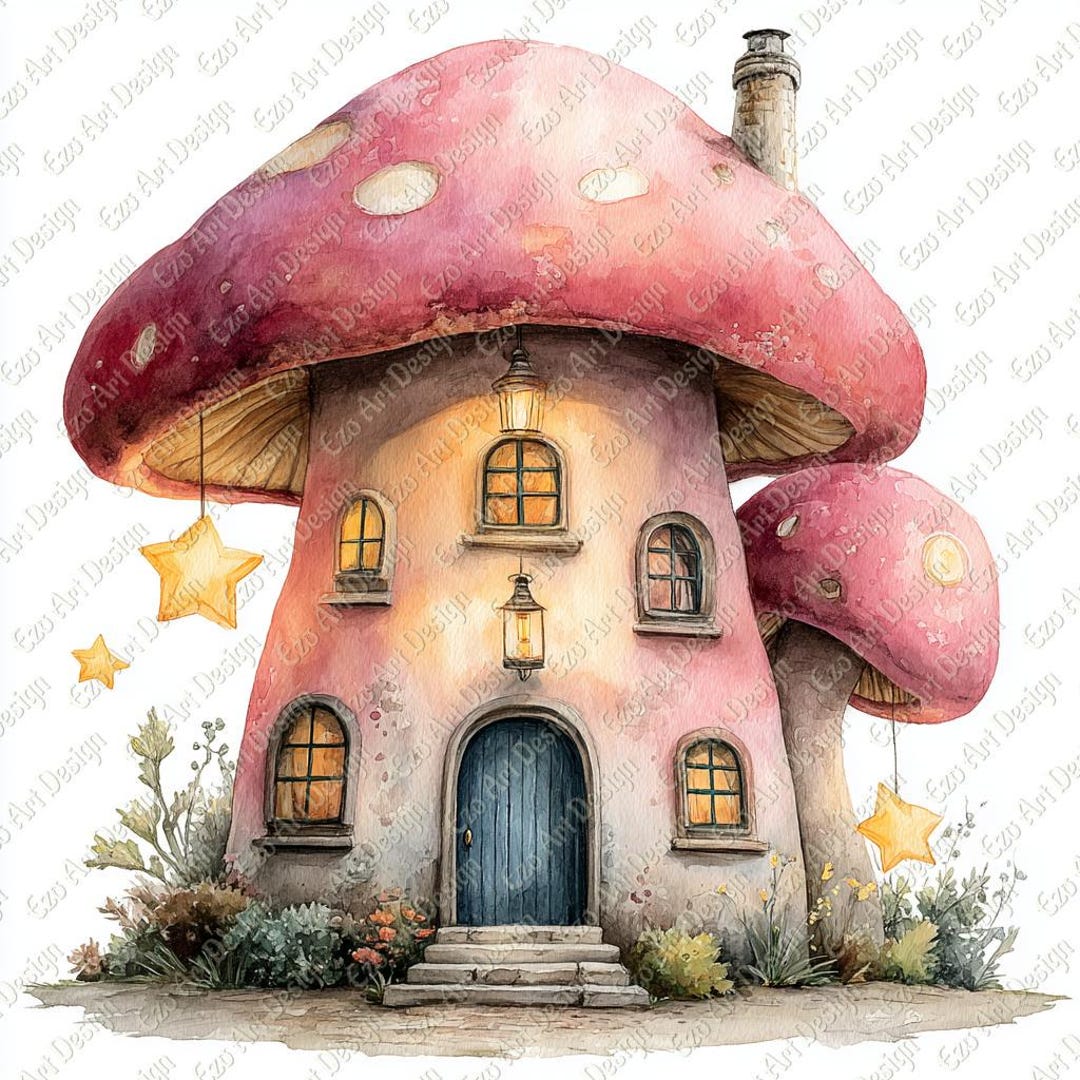 Fairy Mushroom House Clipart, 10 High Quality JPG, Fairy House ...