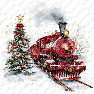 Winter Christmas Train Clipart, 10 High Quality JPG, Holiday Express ...