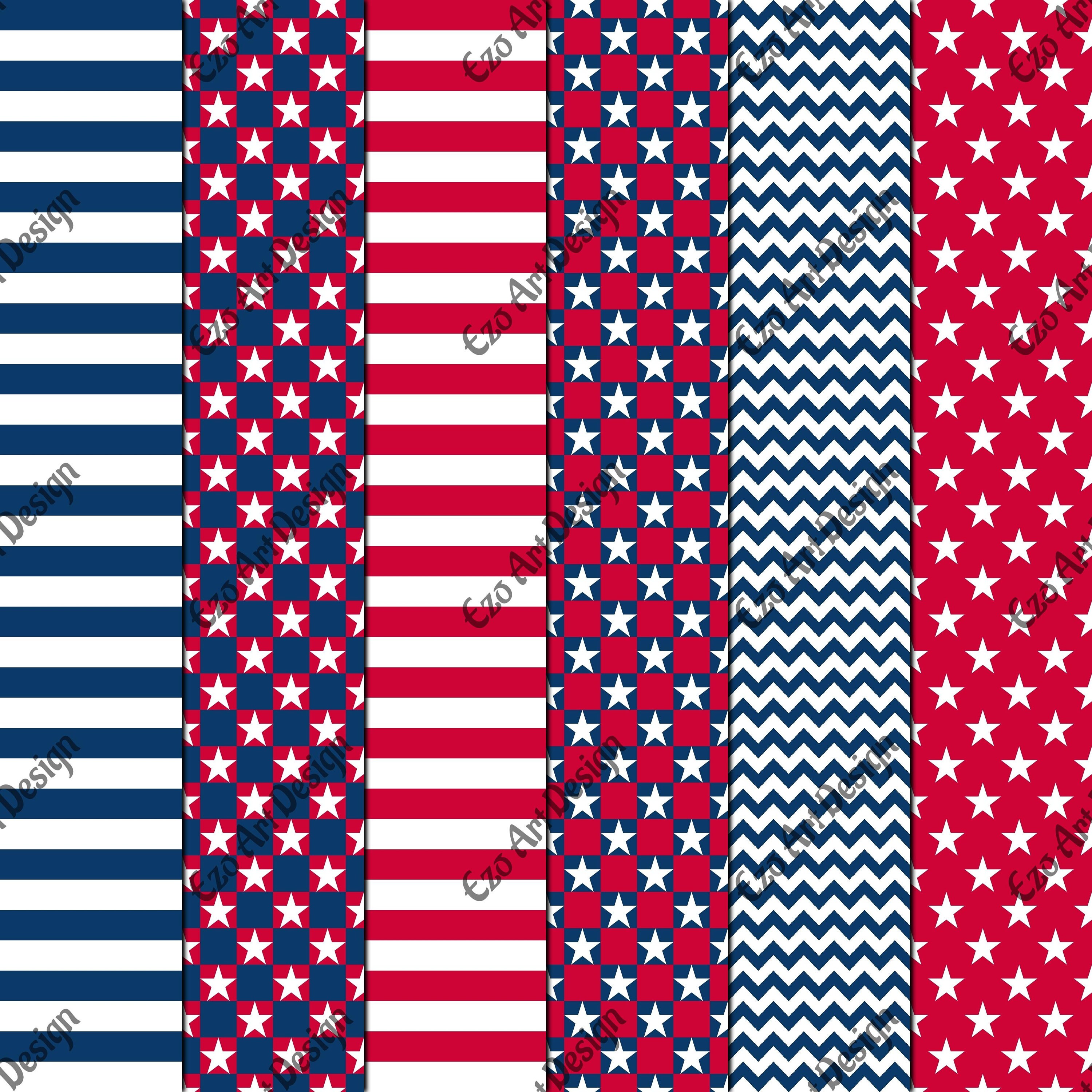 Red Blue White Digital Paper Pack - 24 Papers - Scrapbook Papers ...