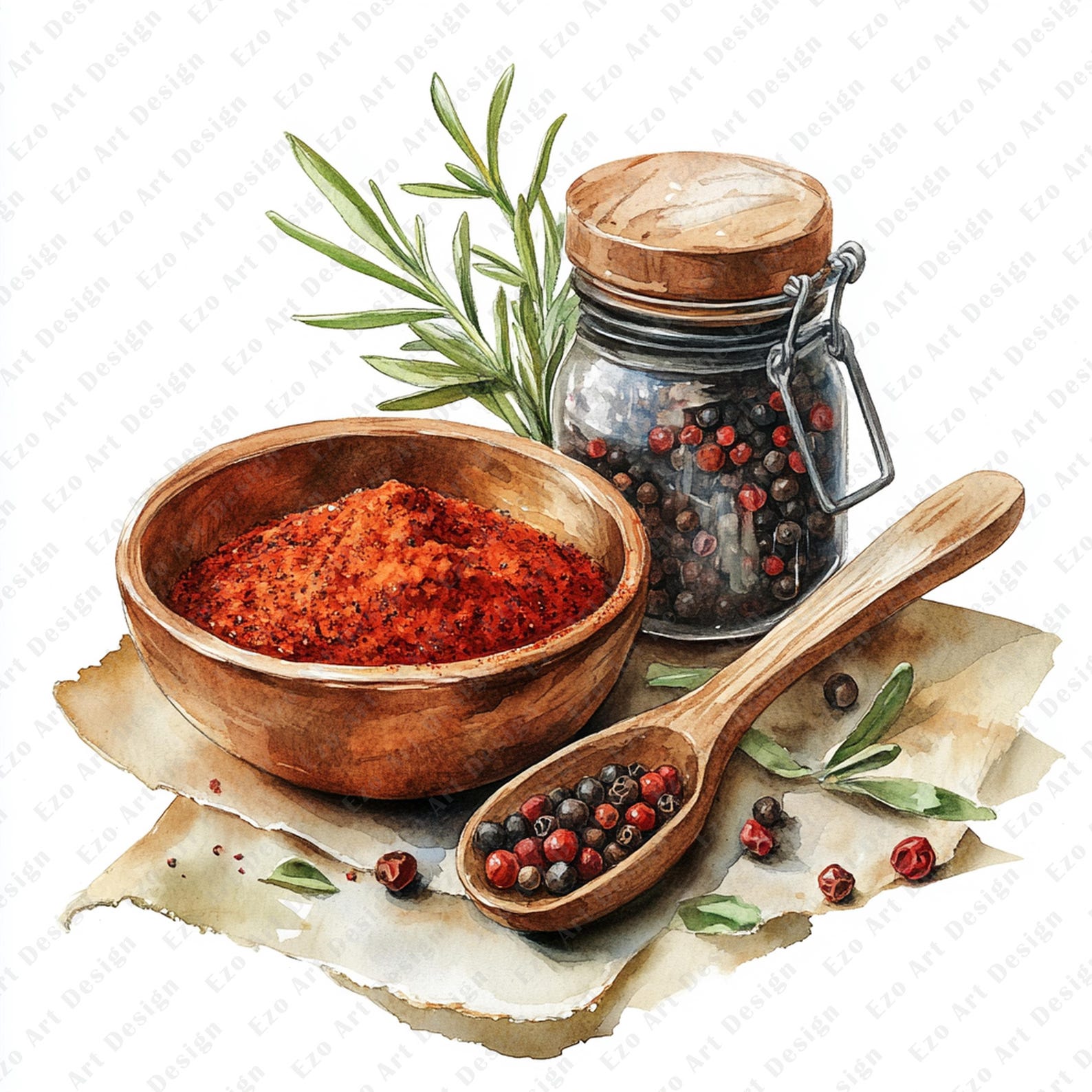 Kitchen Spices Clipart, 12 JPG, Digital Download, Printable Herbs in ...