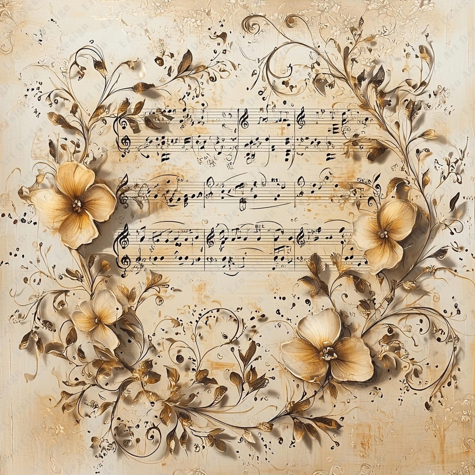 Vintage Music Clipart, 12 JPG, Digital Download, Printable Music Paper ...