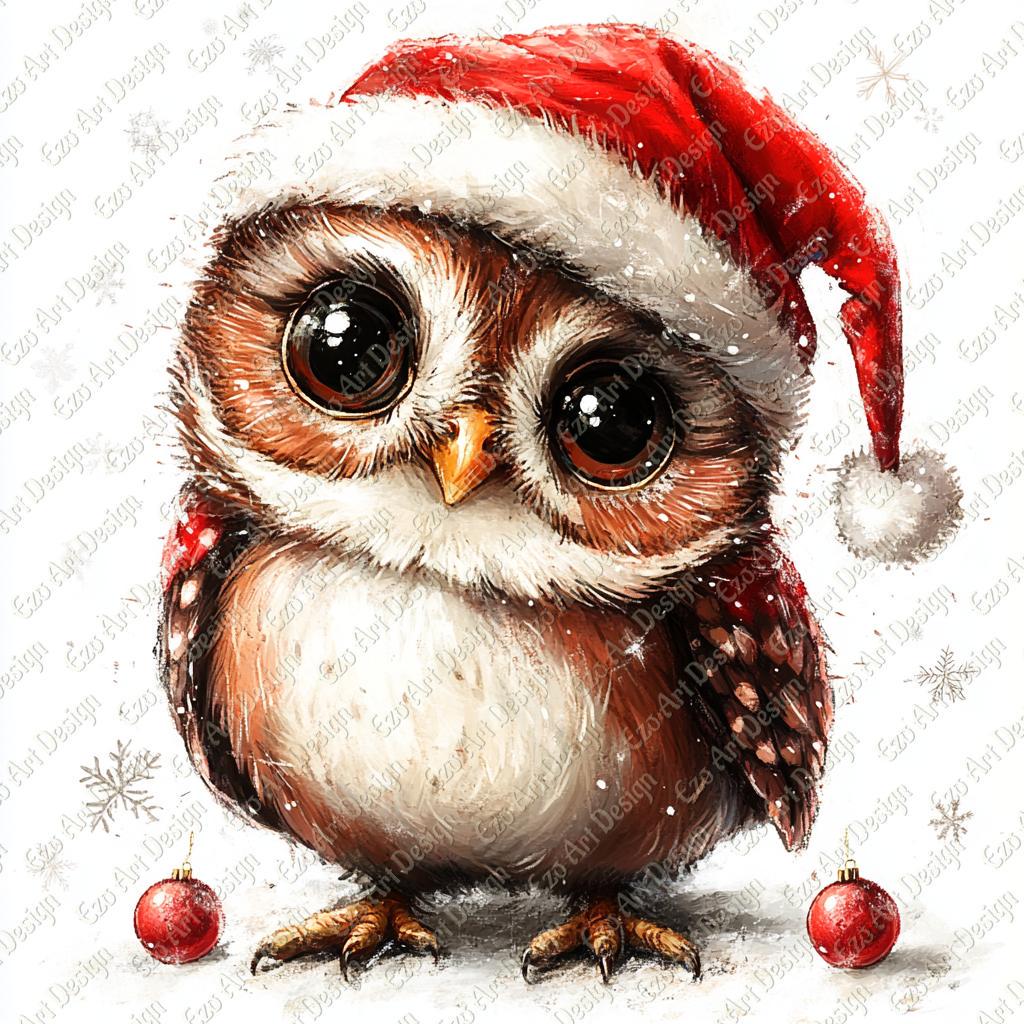 Sweet Santa Owl Clipart: Holiday JPG Images (digital Download) - Etsy