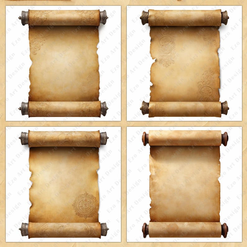 Medieval Scroll Clipart Bundle, 12 JPG, Digital Download, Printable ...