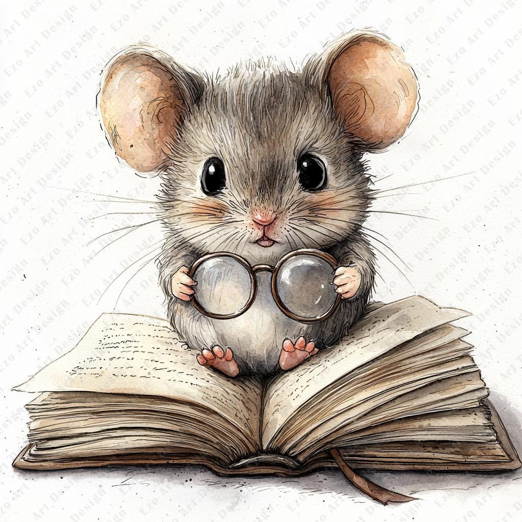 Mouse Reading Book Clipart, 10 High Quality JPG, Bookworm Mouse ...