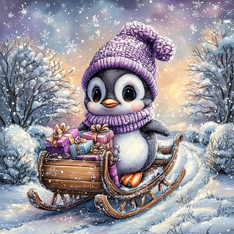 Christmas Penguin Clipart, 12 JPG, Digital Download, Printable Winter ...