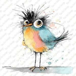 Whimsical Bird Clipart, Nursery Art, Funny Cartoon (digital Download ...