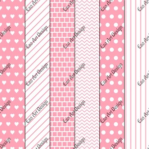 Pink Pattern Digital Paper Pack 24 Papers Scrapbook Papers Seamless ...