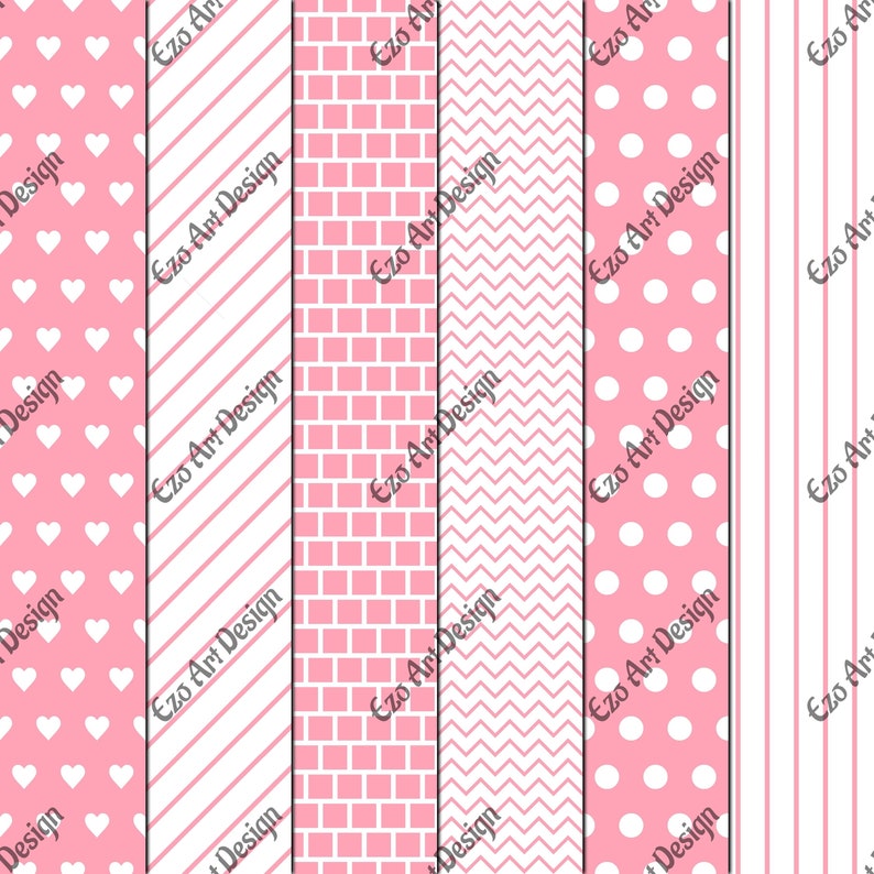 Pink Pattern Digital Paper Pack 24 Papers Scrapbook Papers Seamless ...