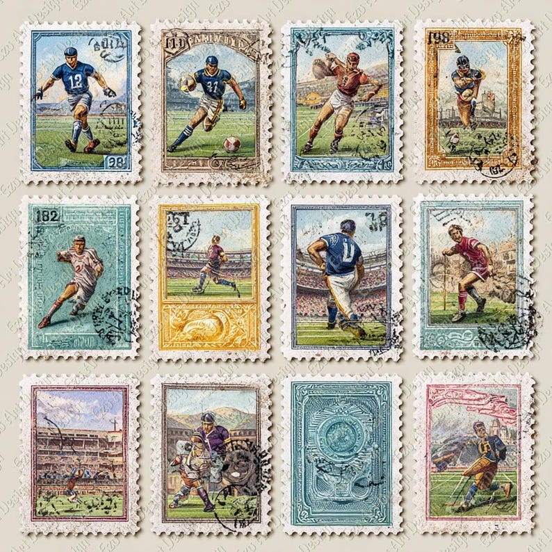Stamp Collection Clipart, Vintage Postage Stamps Ephemera, Junk Journal ...