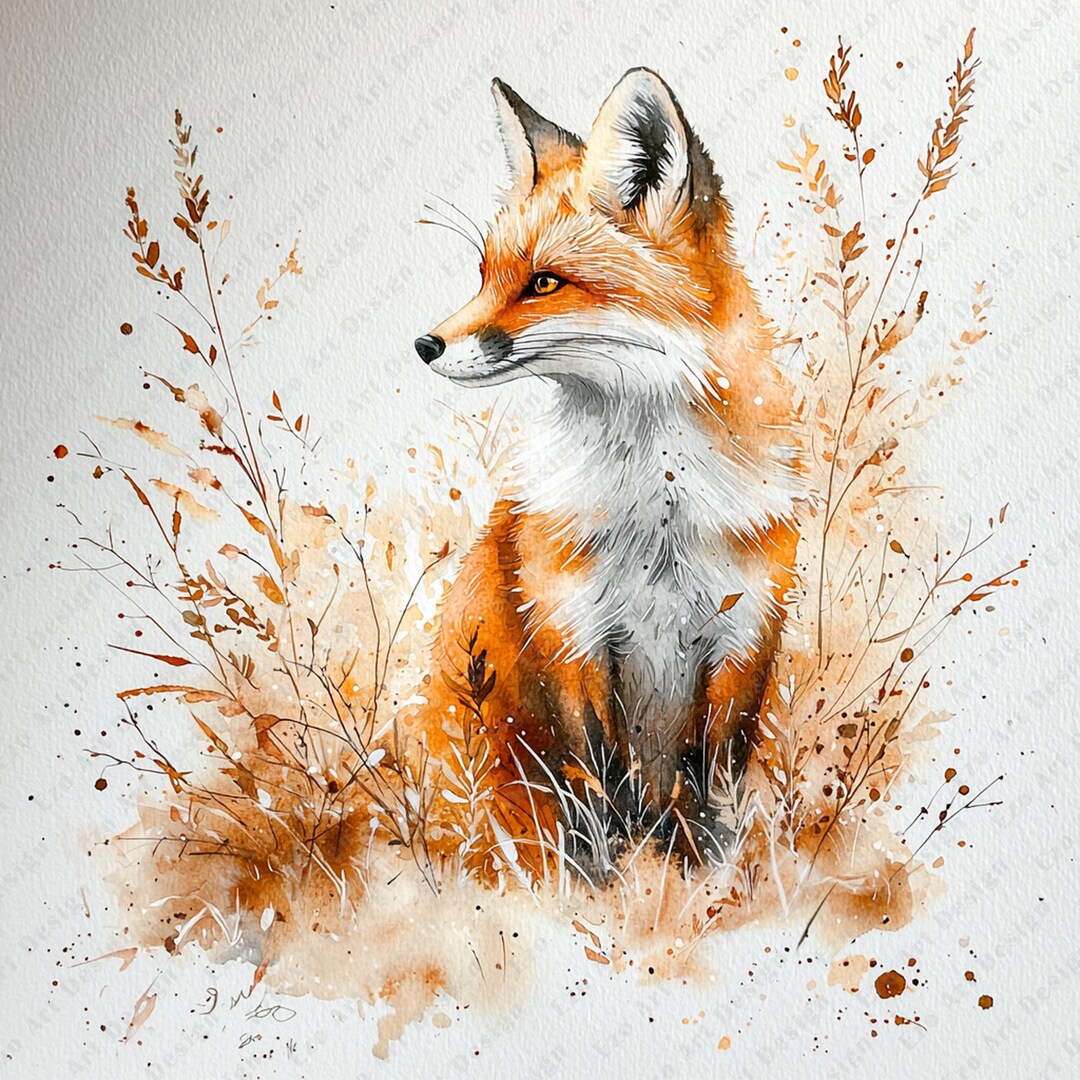 Watercolor Fox Clipart, 12 JPG, Digital Download, Printable Fox Clipart ...