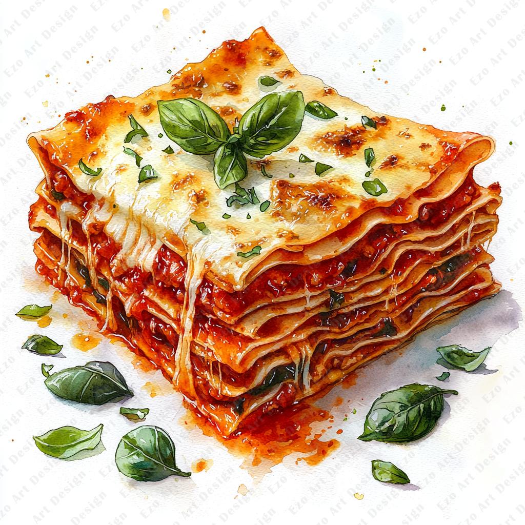 Italian Pasta Clipart, 10 High Quality JPG, Lasagna Pasta, Delicious ...