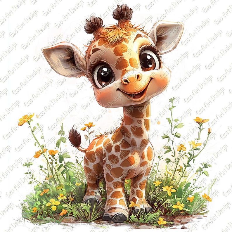 Cute Baby Giraffe Clipart, 10 High Quality JPG, Digital Download ...