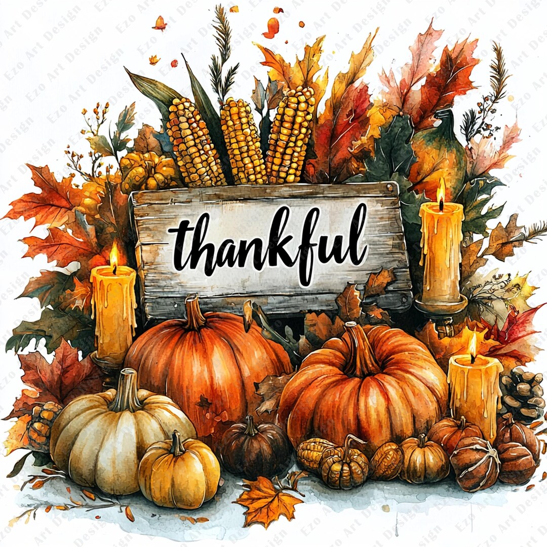 Happy Thanksgiving Clipart, 12 JPG, Digital Download, Printable Fall ...