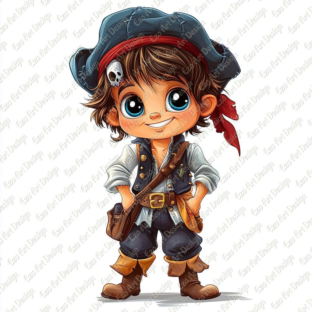 Cartoon Pirate Boy Clipart, AI Enhanced Art (digital Download) - Etsy