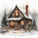 Winter Cabin Landscape Clipart, Snowy House JPG (digital Download) - Etsy