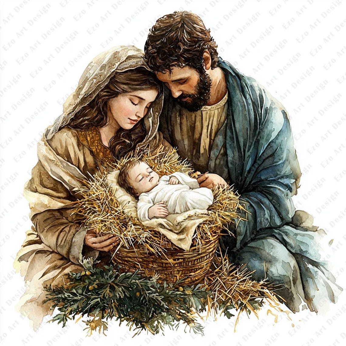 Christmas Nativity Scene Clipart, 10 High Quality JPG, Holy Family ...