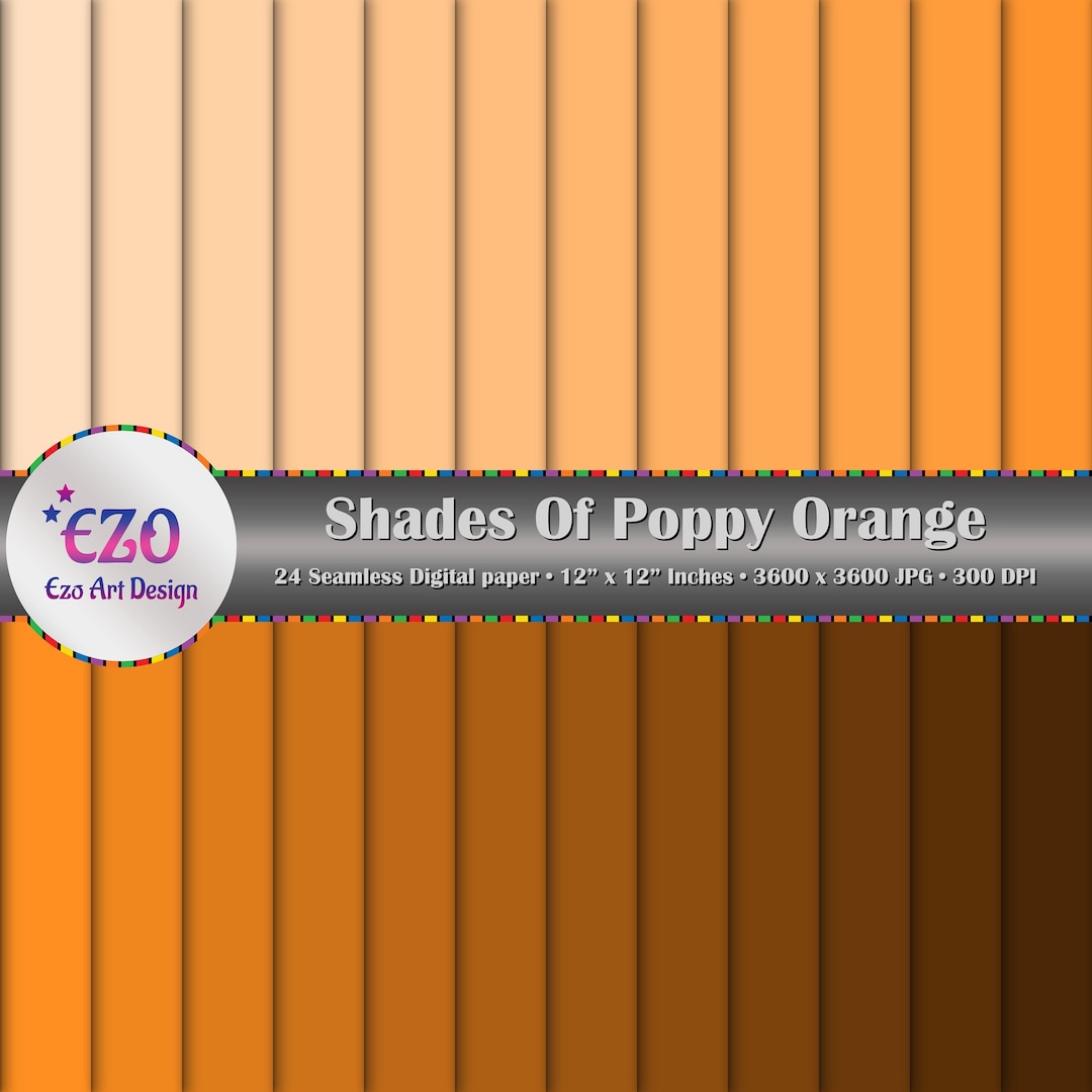 Shades of Poppy Orange Digital Paper Pack, 24 Seamless Scrapbook Papers ...